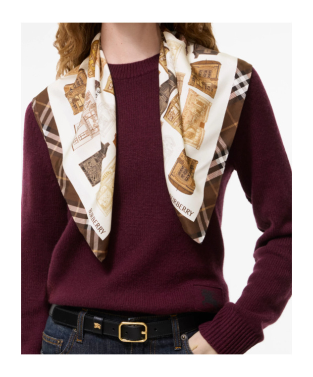 BURBERRY storefront-print silk scarf